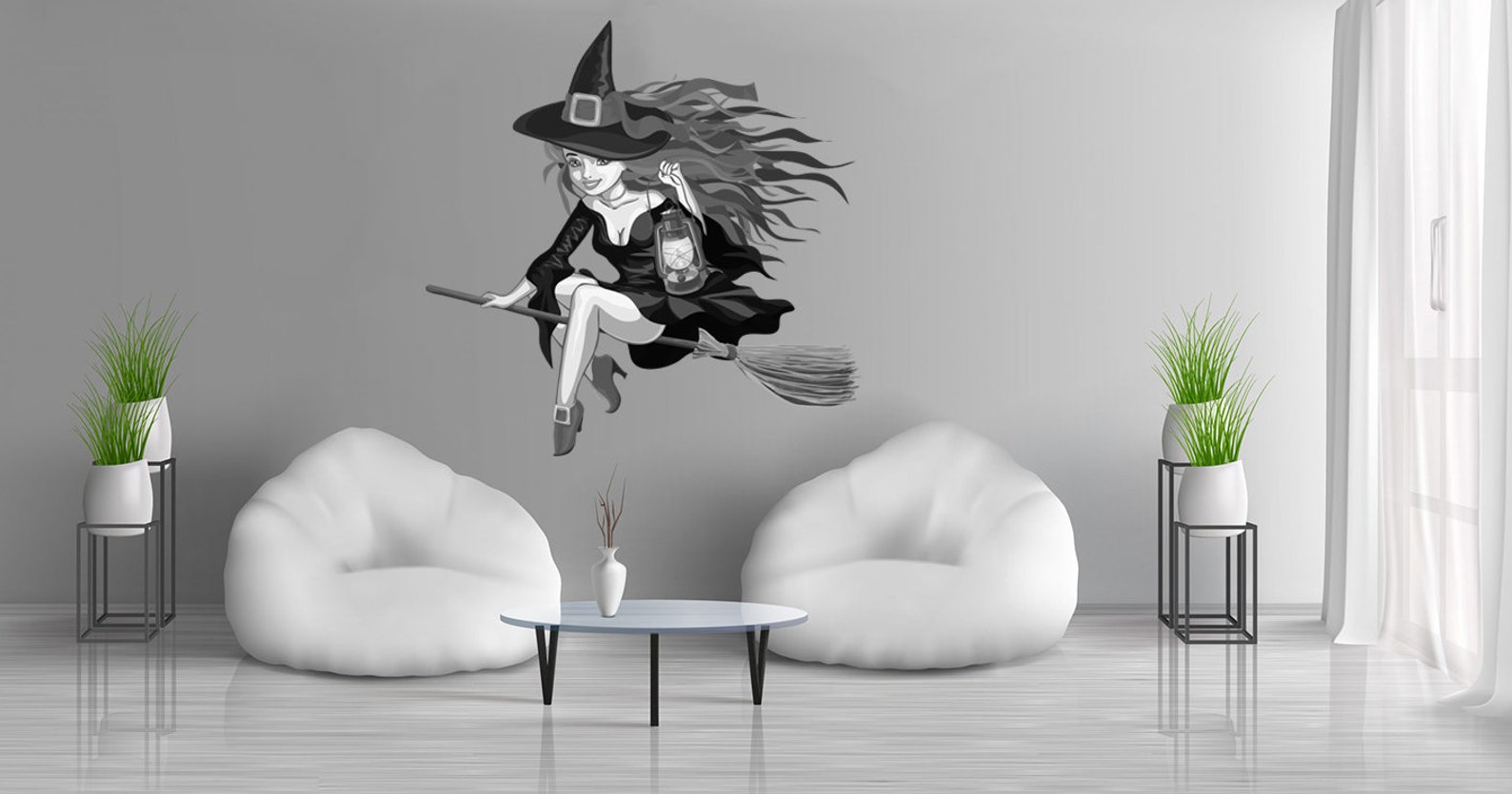 Witch Decal Broomstick Decal Halloween Decal Witch Decor Woman - Etsy