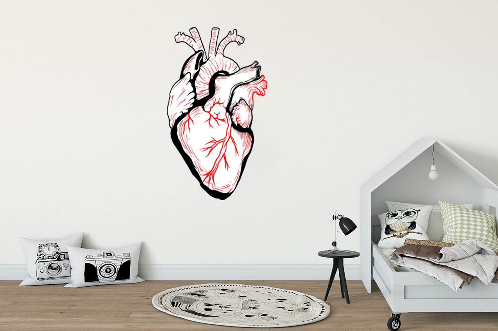 Heart Decal Anatomical Decal Black & White Heart Medical - Etsy
