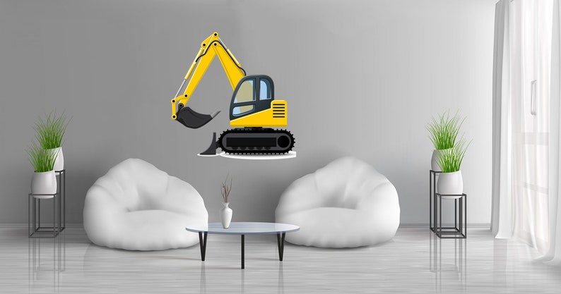Excavator Decal Construction Decals Kids Room Wall Decor Construction Birthday Party Boys Room ...