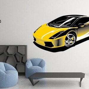 Lamborghini Decal Yellow Car Print Transport Wall Sticker Machinery ...
