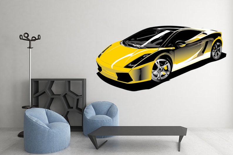 Lamborghini Decal Yellow Car Print Transport Wall Sticker Machinery ...