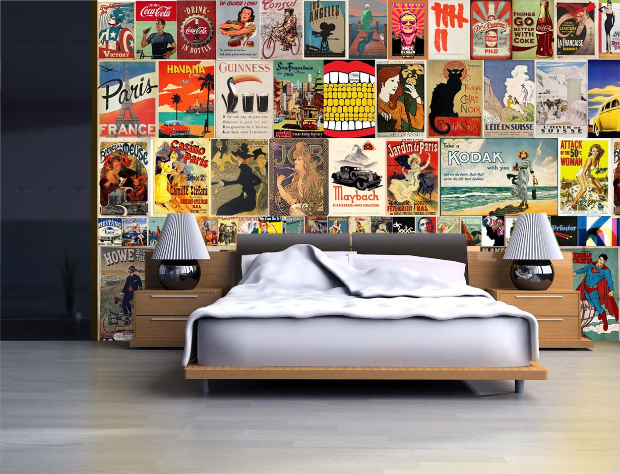 Vintage Poster Wallpaper Pop Art Retro Wall Mural Collage - Etsy
