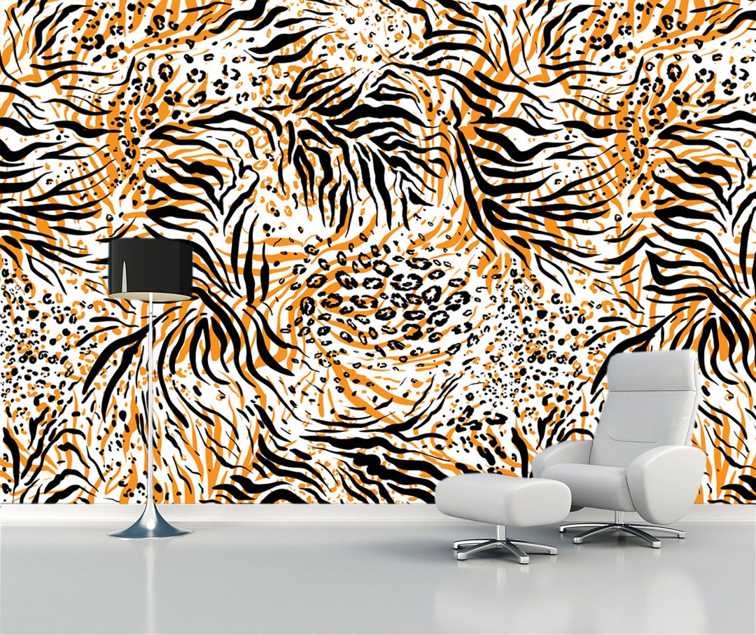 Buy Yellow Black Leopard Print Wallpaper Animal Wall Mural Creative ...