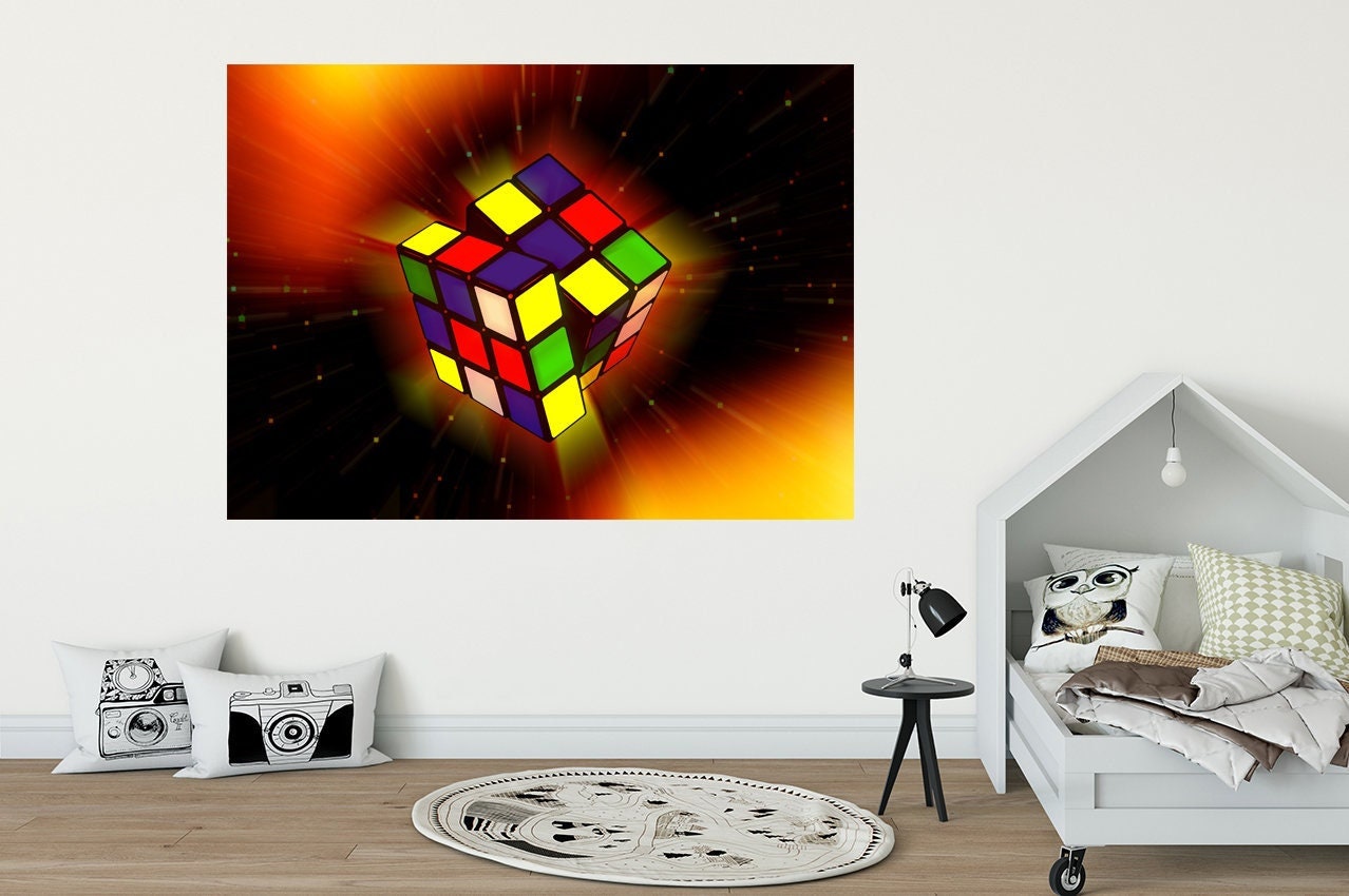 Rubik's Cube Decal Kids Wall Art Game Print Puzzle Decor - Etsy
