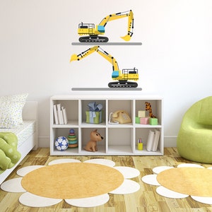 Digger Decal Trucks Wall Art Excavator Boy Gift Construction Print ...