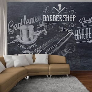 Barbershop Wallpaper Barber Shop Wall Mural Peel and Stick Self ...