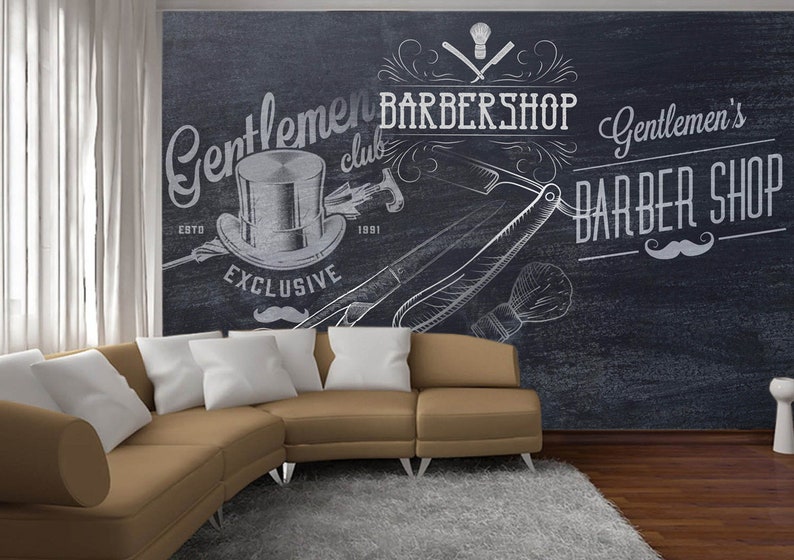 Barbershop Wallpaper Barber Shop Wall Mural Peel and Stick Self ...