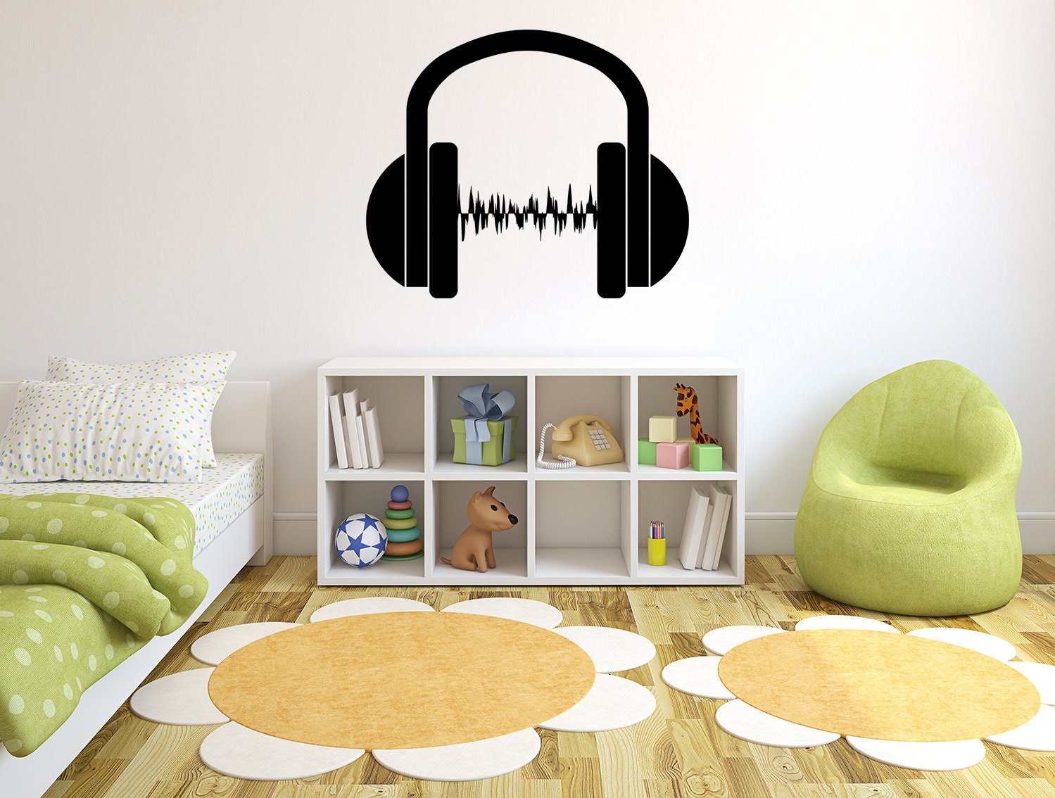Headphones Decal Music Wall Art Sound Wave Print Music Wave - Etsy UK