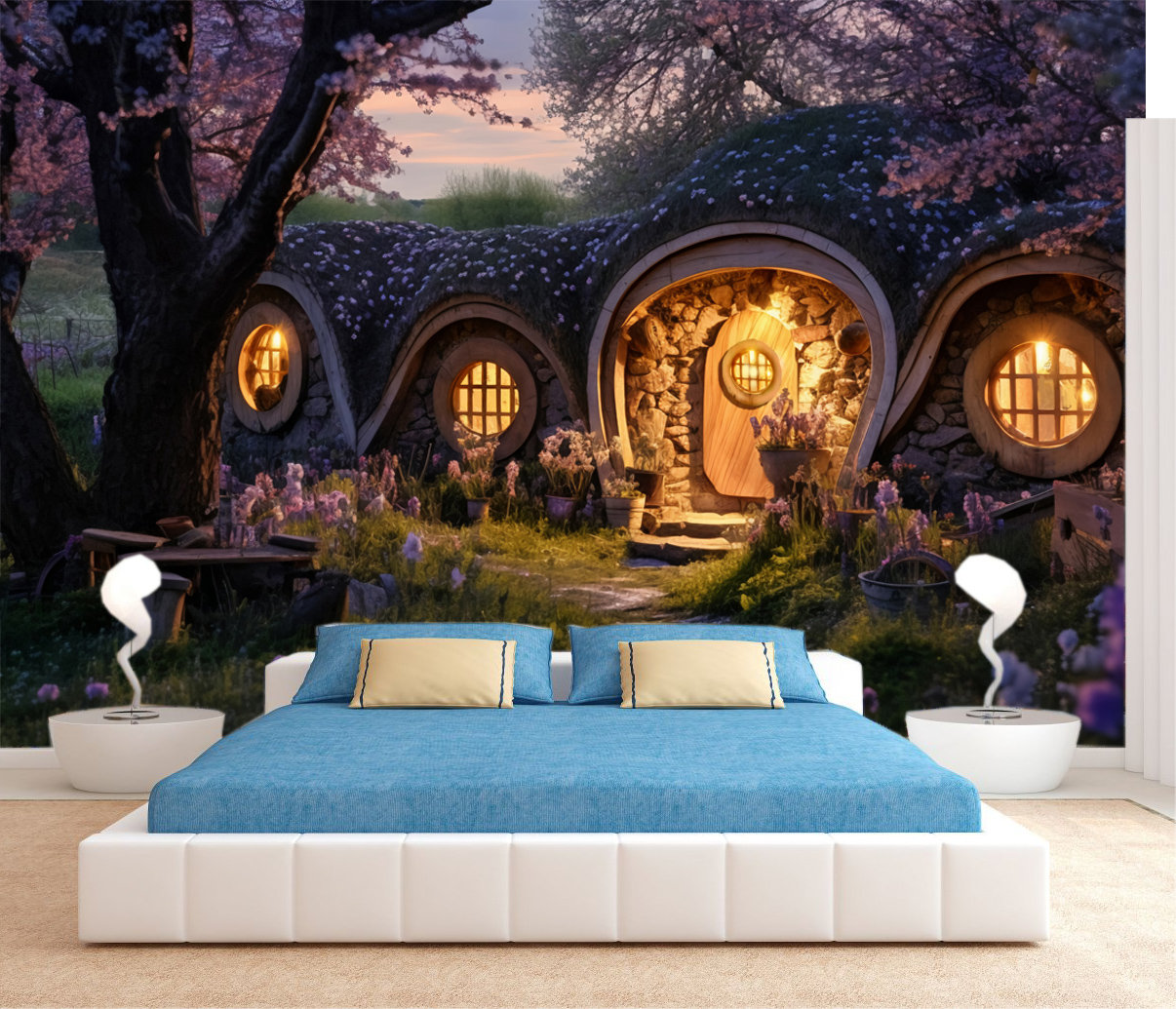 Fairy House Wallpaper Magic Wall Art Fairy Tale Mural Forest House ...