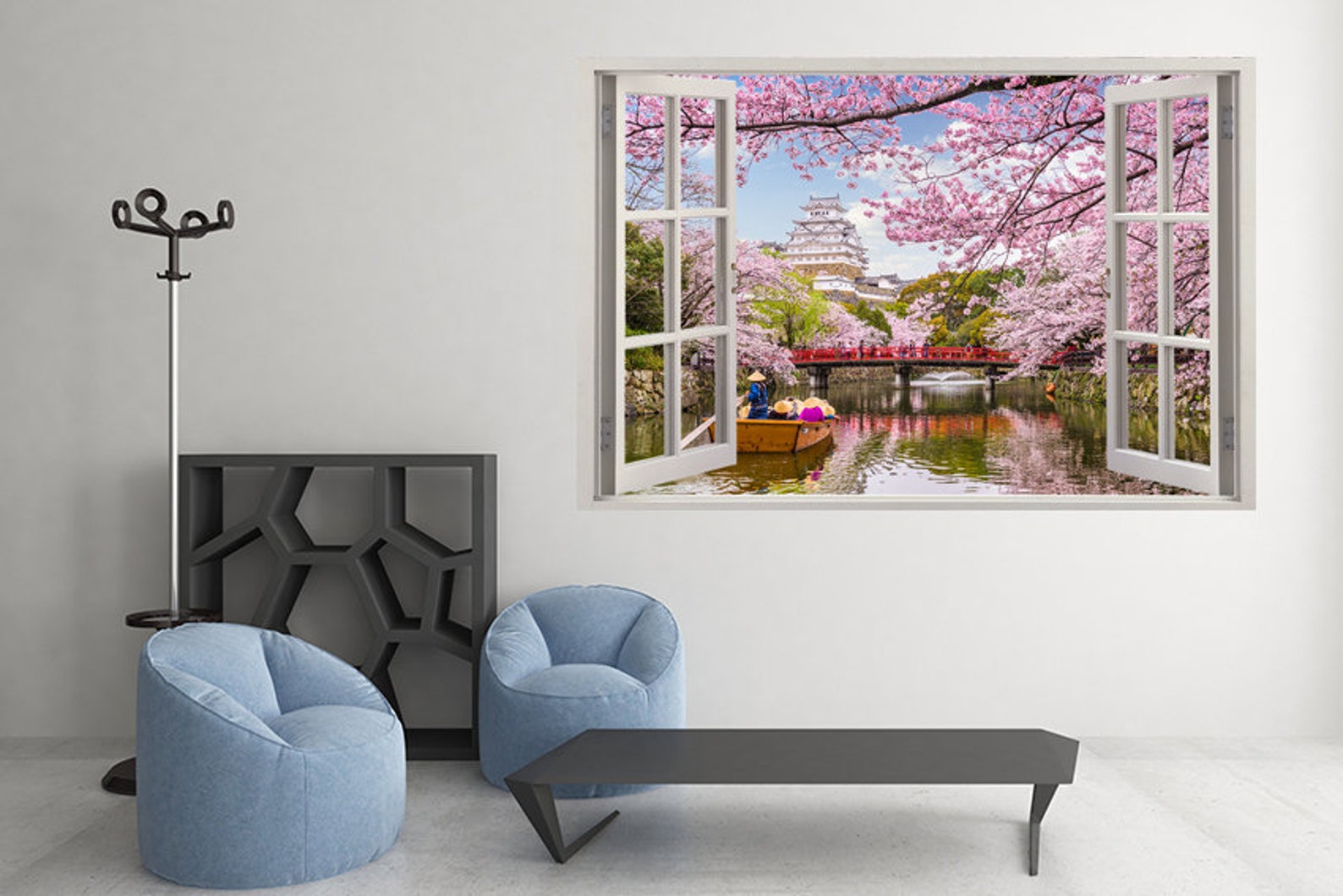 Sakura wall decal River sticker Japanese wall art View from | Etsy