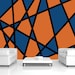 Blue Orange Geometric Figure Wallpaper Colorful Print Abstract Wall Art ...