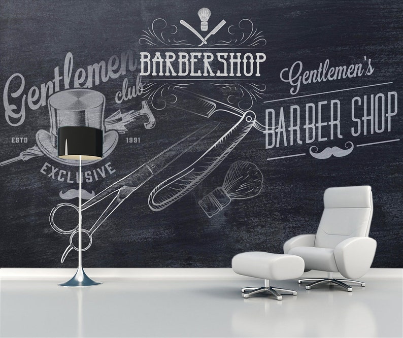 Barbershop Wallpaper Barber Shop Wall Mural Peel and Stick Self ...
