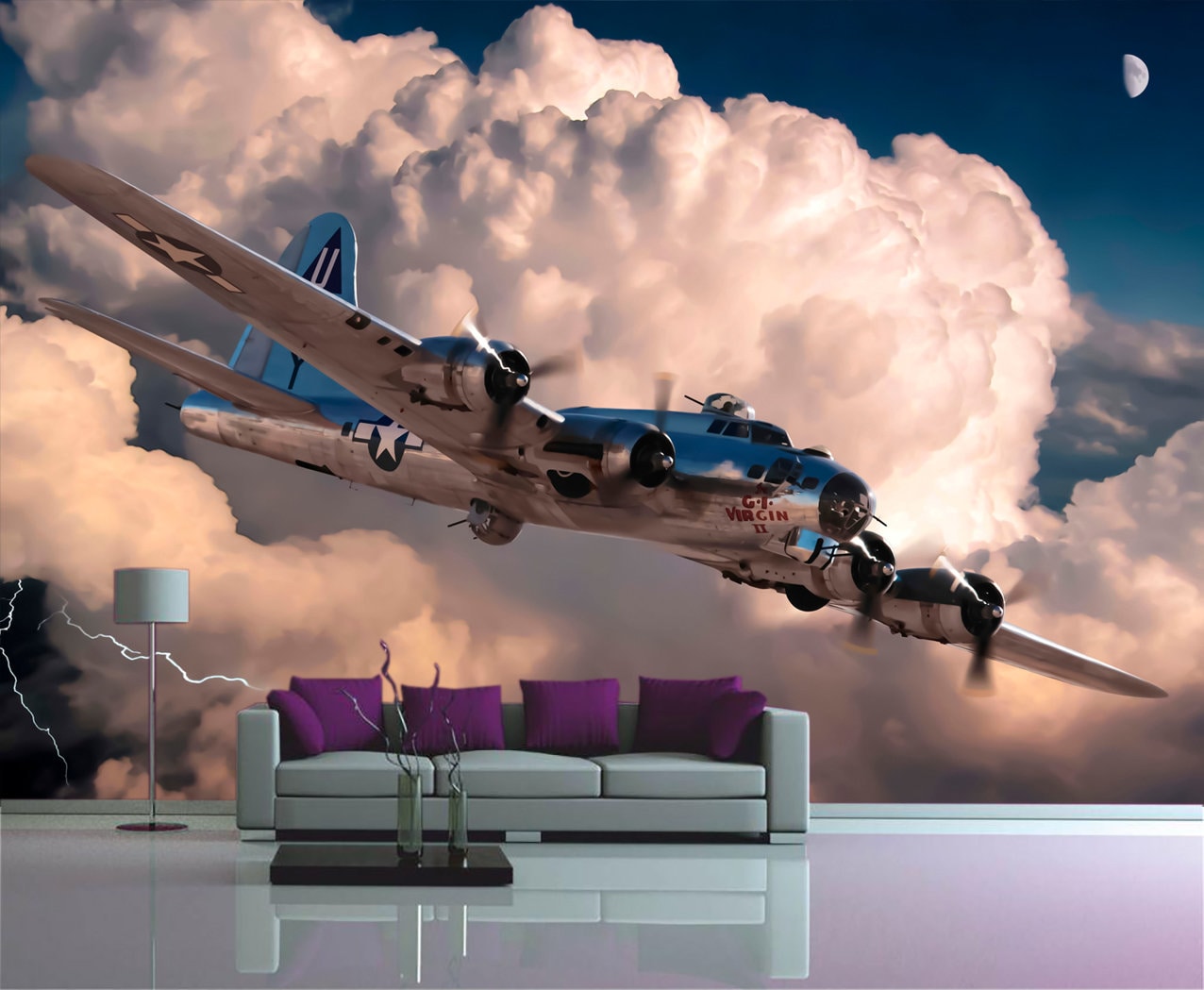 Military Aircraft Wallpaper American Aviation Mural Plane War Wall Art ...