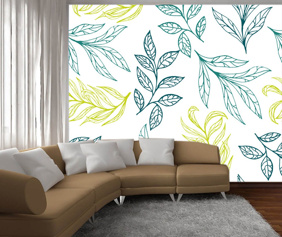 Leave Wall Mural Tropical Leaves Art Botanical Wall Decal - Etsy