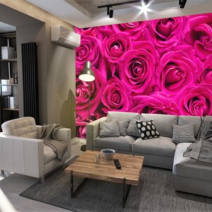 Pink Rose Wallpaper Flower Peel and Stick Rose Self Adhesive Floral ...