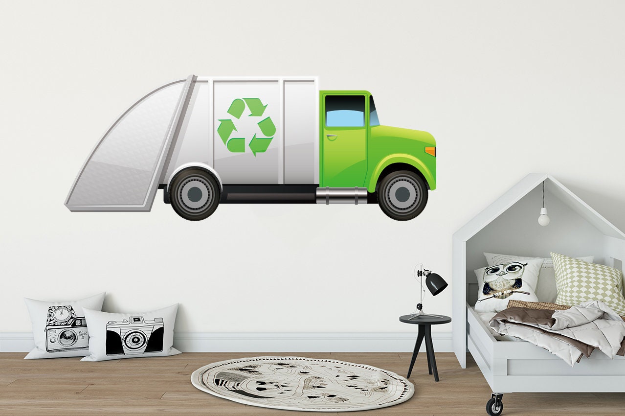 Garbage Truck Decal Kids Car Prints Trash Truck Artwork Engine Sticker ...