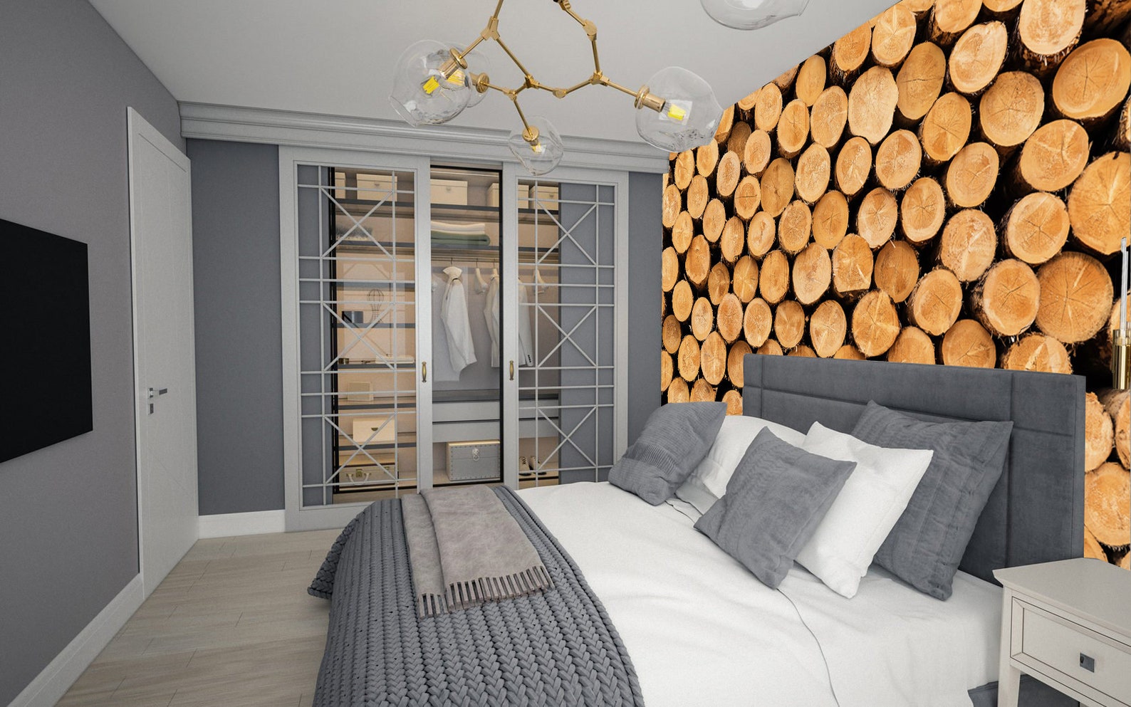 Peel and Stick Wooden Logs Wallpaper Wood Slice Mural Tree Ring Wall ...