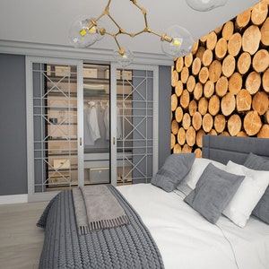 Peel and Stick Wooden Logs Wallpaper Wood Slice Mural Tree Ring Wall ...