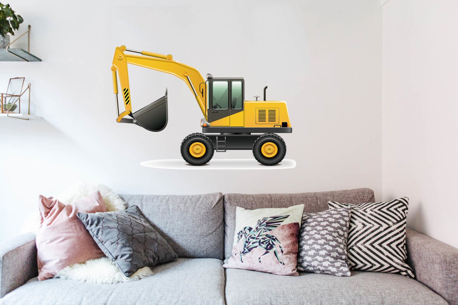 Yellow Excavator Construction Machinery Mechanism Wall Decal - Etsy