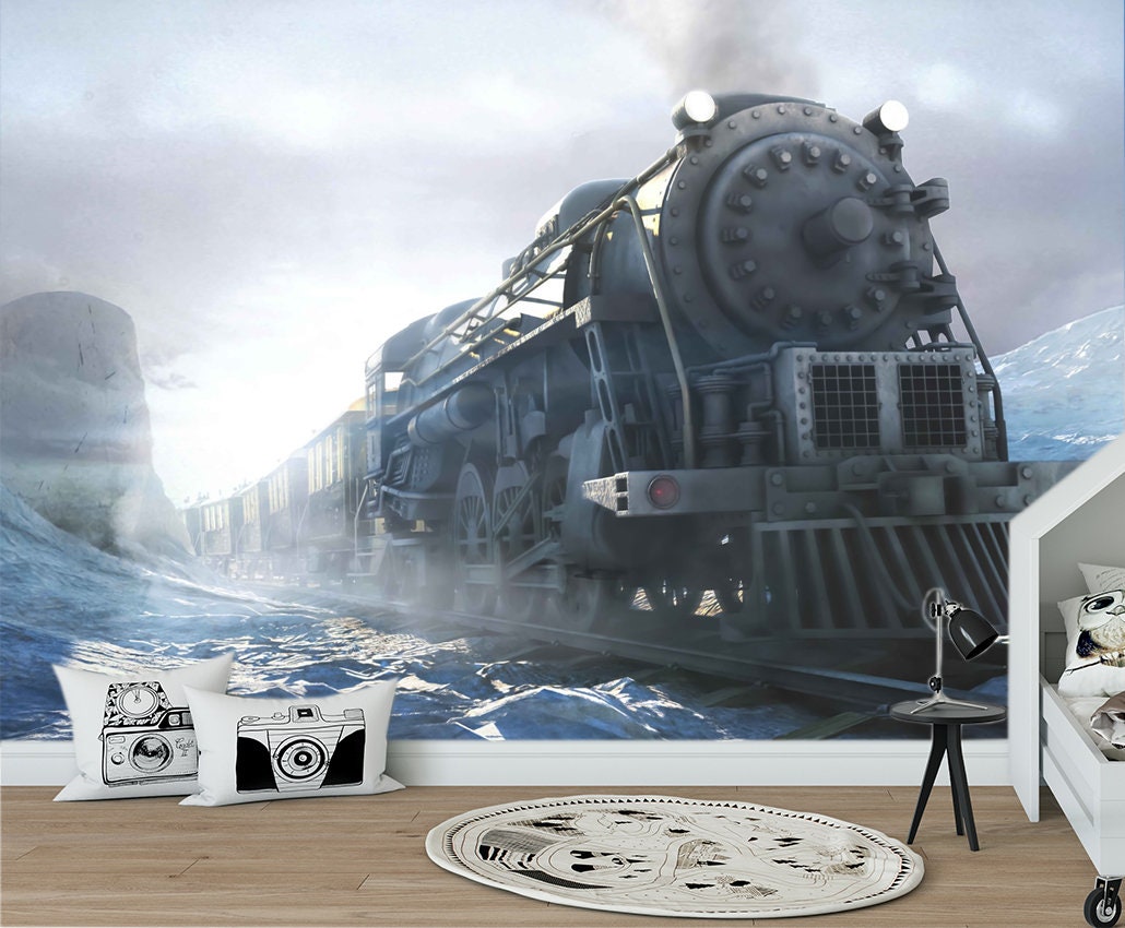 Train Wallpaper Play Room Mural Mechanism Wall Decal Transport - Etsy