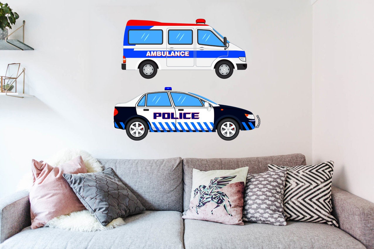 Police Wall Decal Ambulance Sticker Nursery Cars Vinyl Vehicles Sticker ...