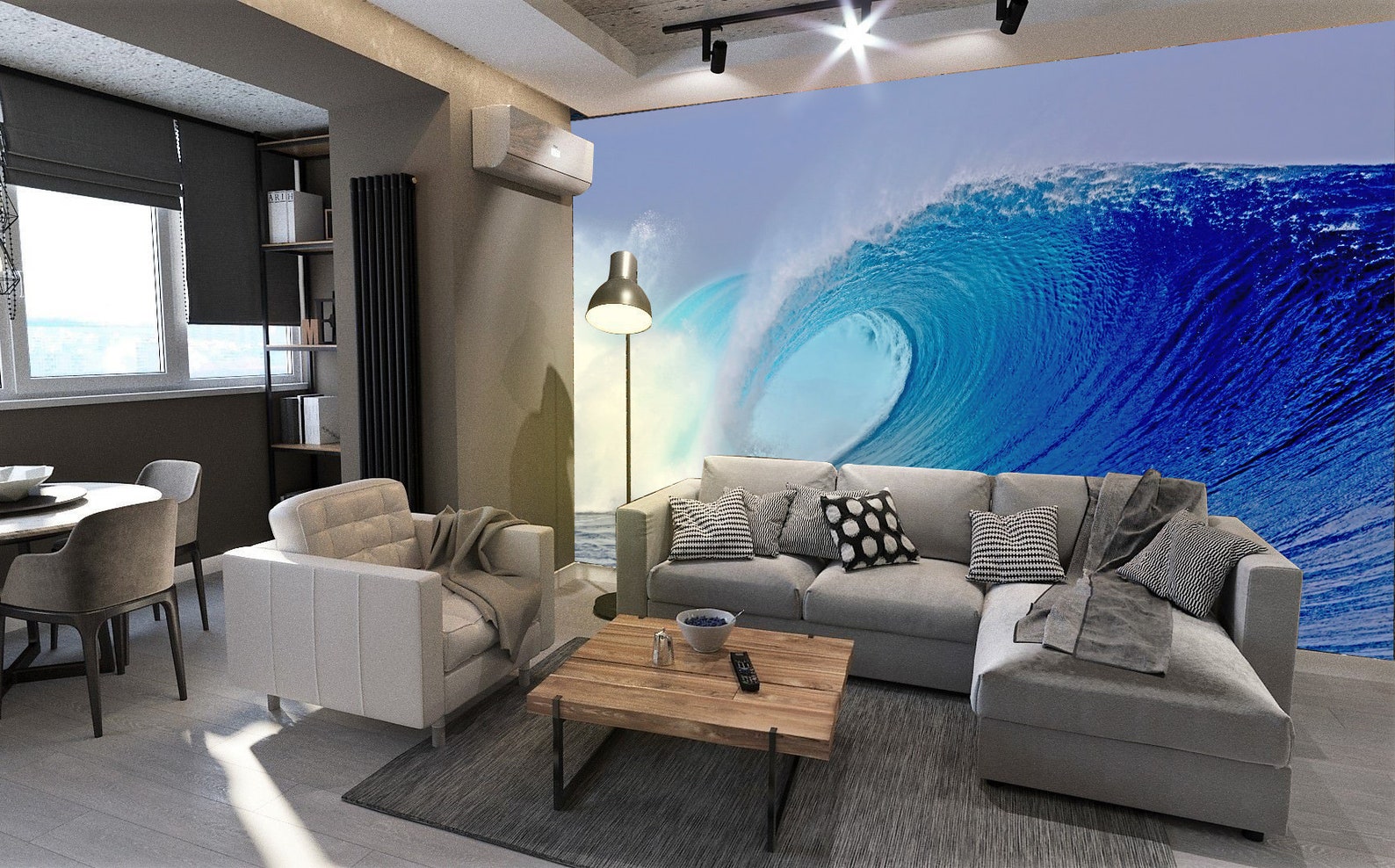 Wave Wallpaper Nautical Wall Print Marine Mural Seascape Wall Art Peel ...