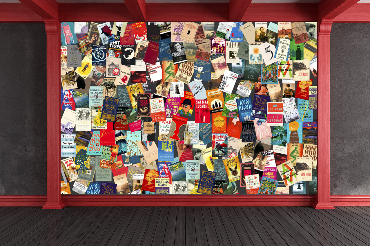 Literature World Wallpaper Collage of Books Famous Writers Mural Old ...