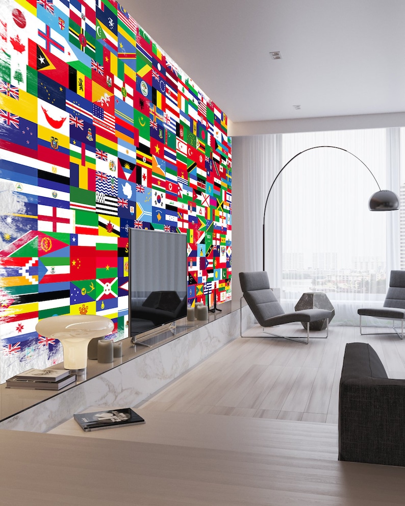 Flags of Countries of the World Wallpaper Educational Print National ...