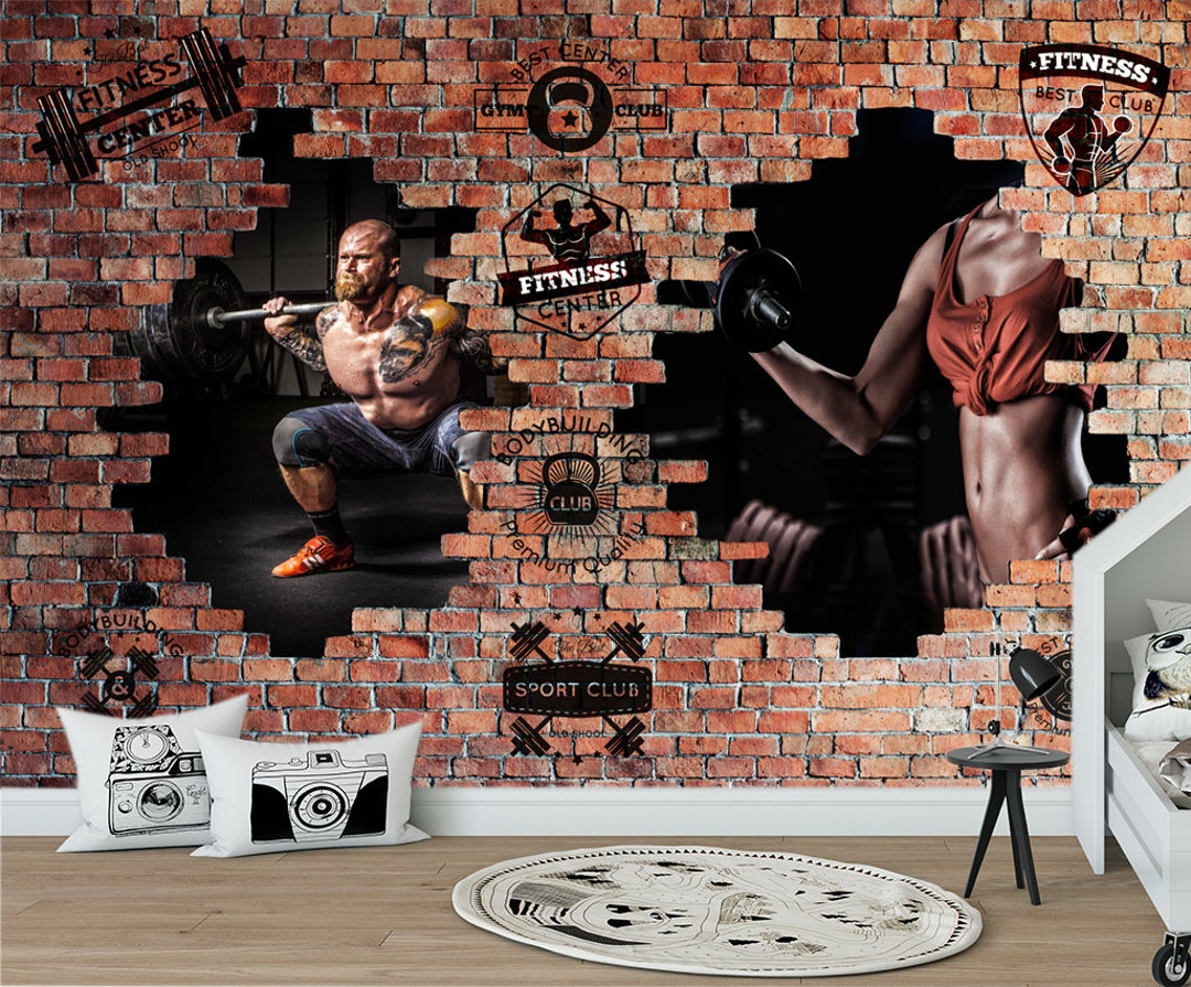 Sport Wallpaper Gym Wall Mural Bodybuilding Print Workout Vinyl ...