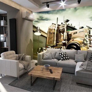 Semi Truck Wallpaper Boys Room Mural Lorry Car Print Mechanism Wall ...