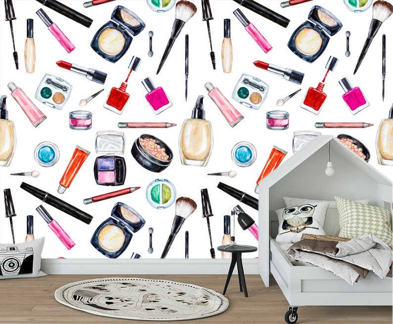 Cosmetics Wallpaper Makeup Mural Modern Design Cosmetology Print ...