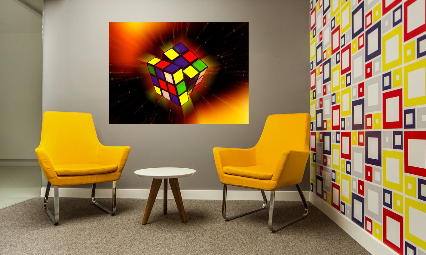 Rubik's Cube Decal Kids Wall Art Game Print Puzzle Decor | Etsy