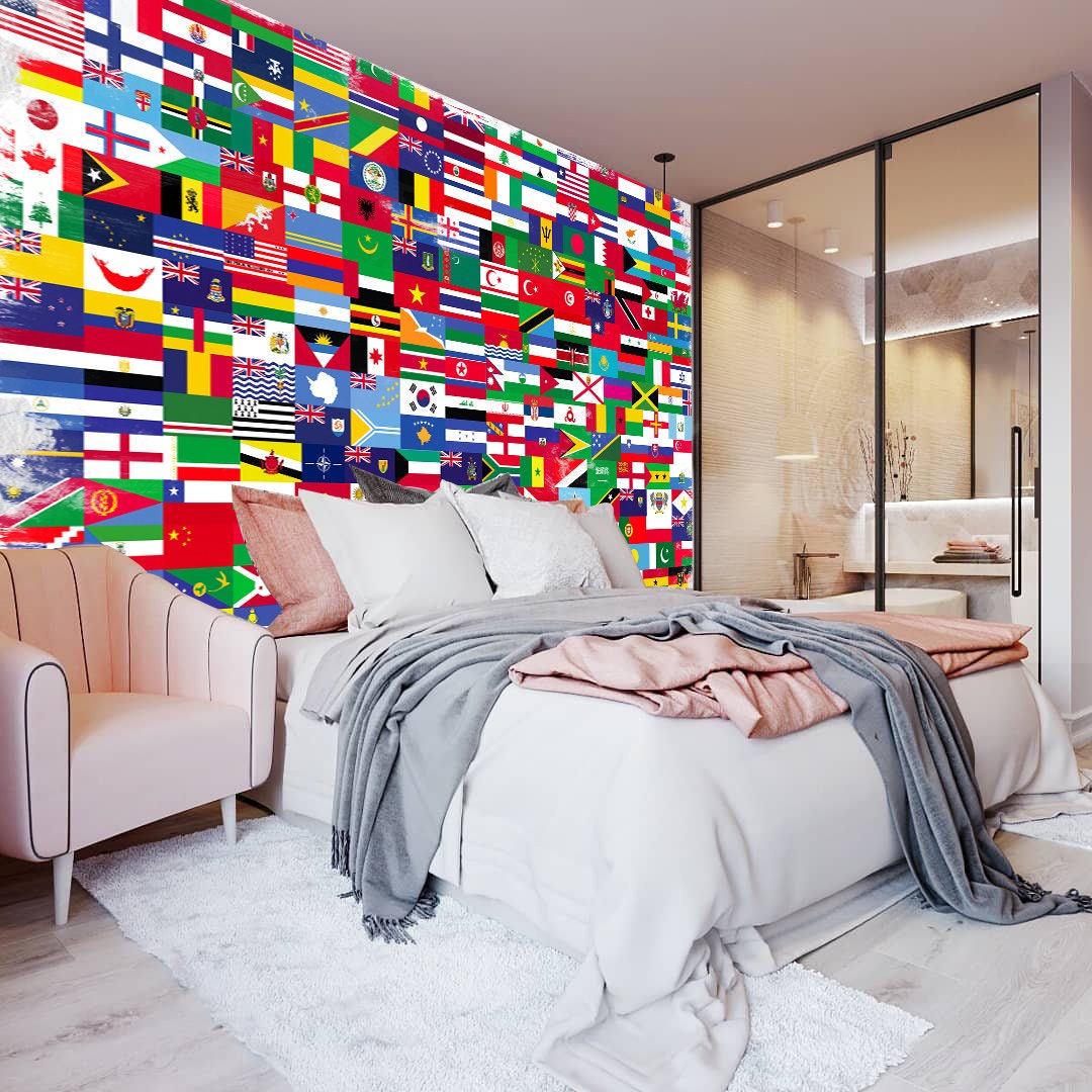 Flags of Countries of the World Wallpaper Educational Print National ...