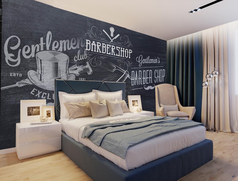 Barbershop Wallpaper Barber Shop Wall Mural Peel and Stick Self ...