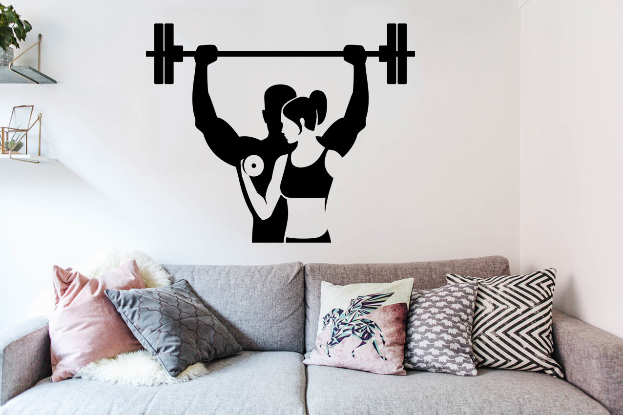 Barbell Decal Crossfit Sticker Fitness Wall Décor Gym Vinyl Fitness ...