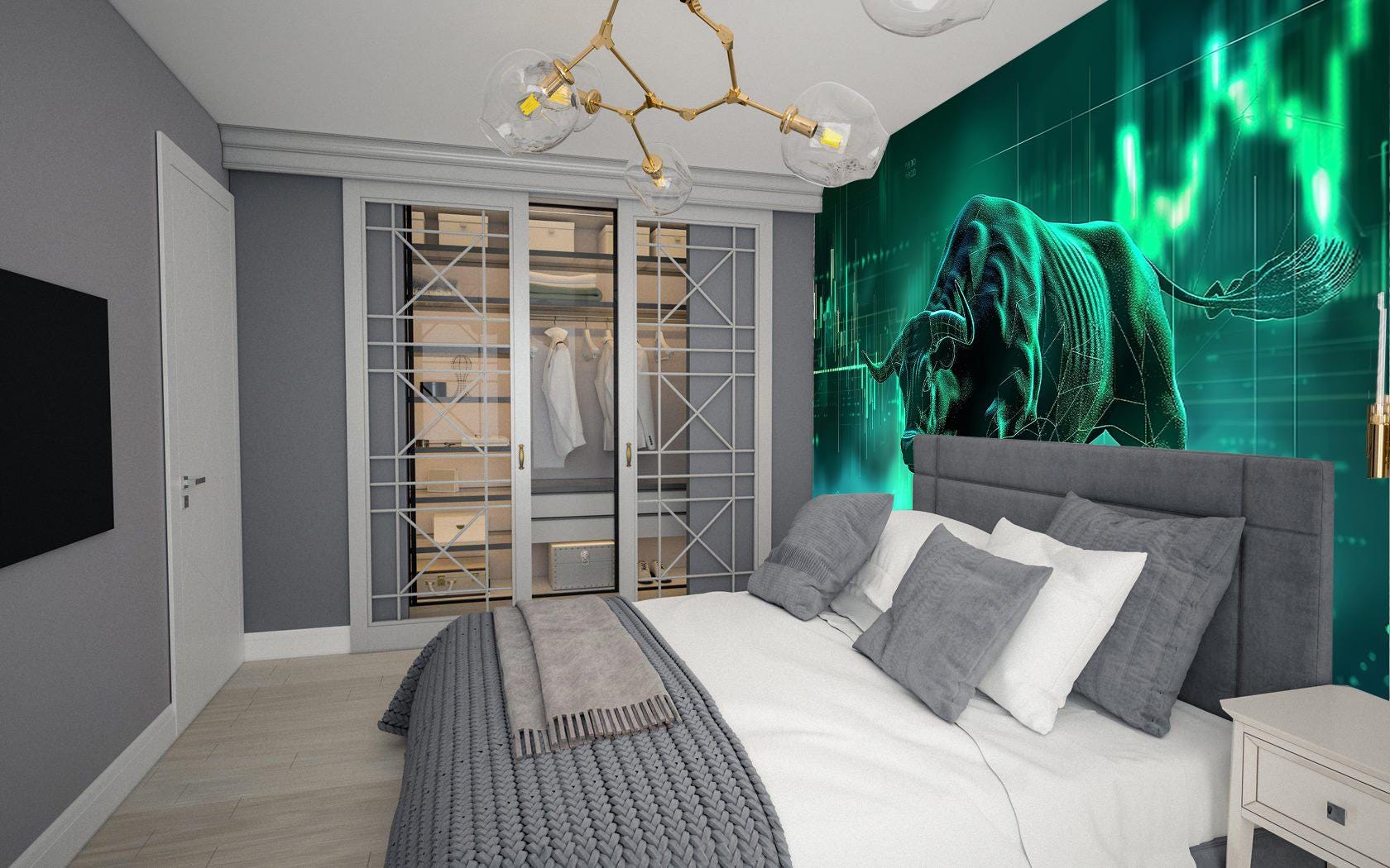 Trading Wallpaper Bull Wall Mural Financial Decal Temporary Business ...