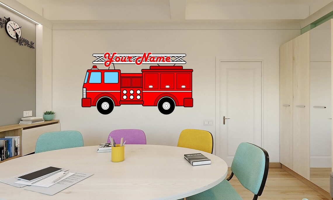 Name Fire Truck Fire Engine Decal Custom Fire Truck Truck Wall - Etsy