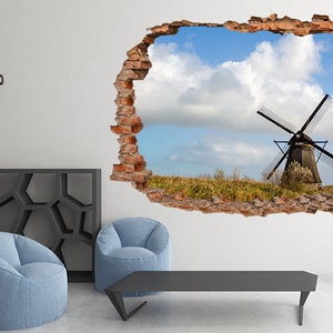 Mill Decal Wall Art Home Windmill Prints Farmhouse Décor Travel Artwork ...