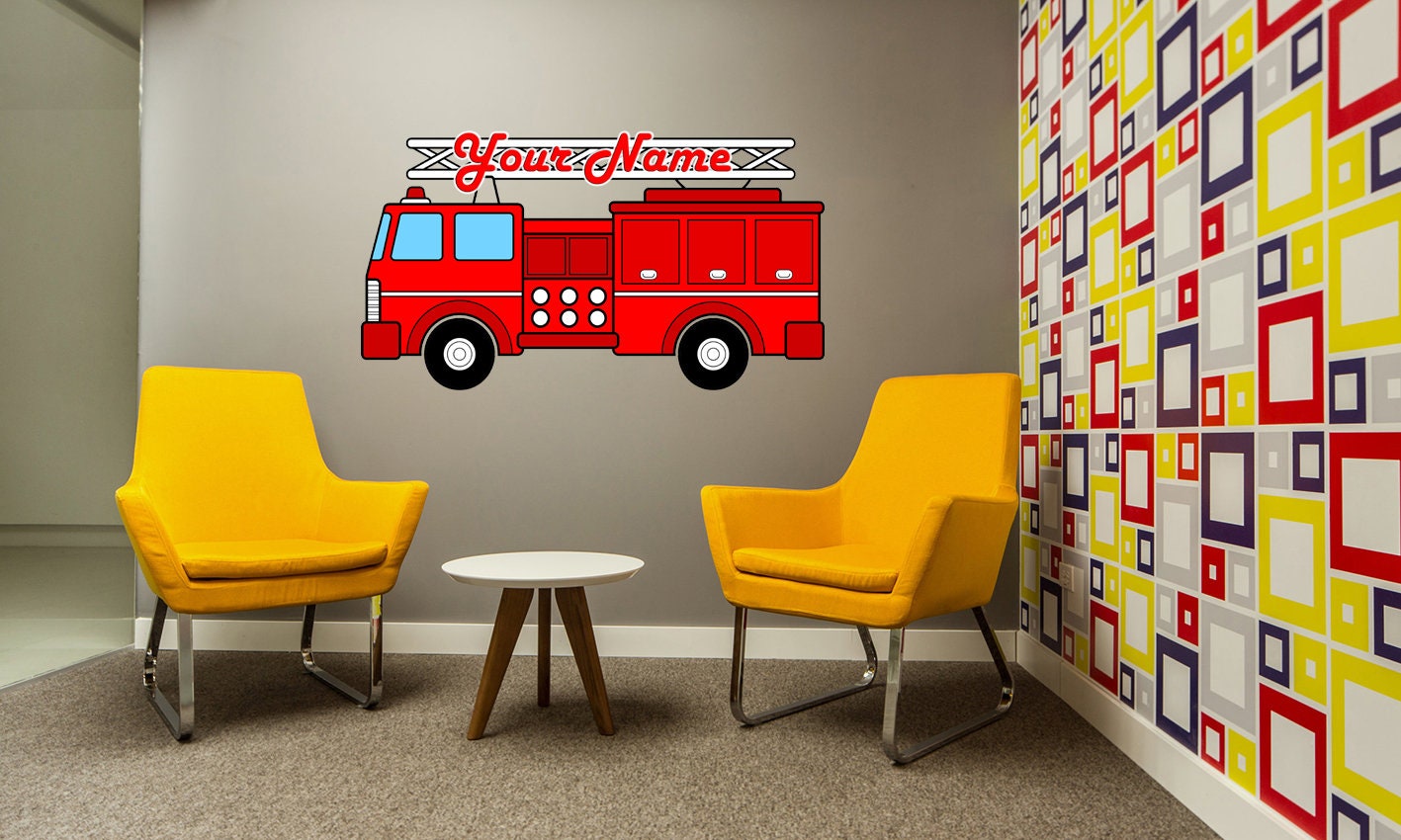 Name Fire Truck Fire Engine Decal Custom Fire Truck Truck Wall Sticker ...