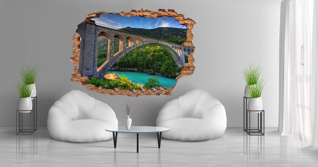 Bridge Decal Wall Art Decor River Print Lake Picture Forest - Etsy