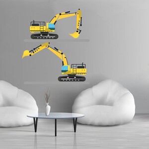 Digger Decal Trucks Wall Art Excavator Boy Gift Construction Print ...