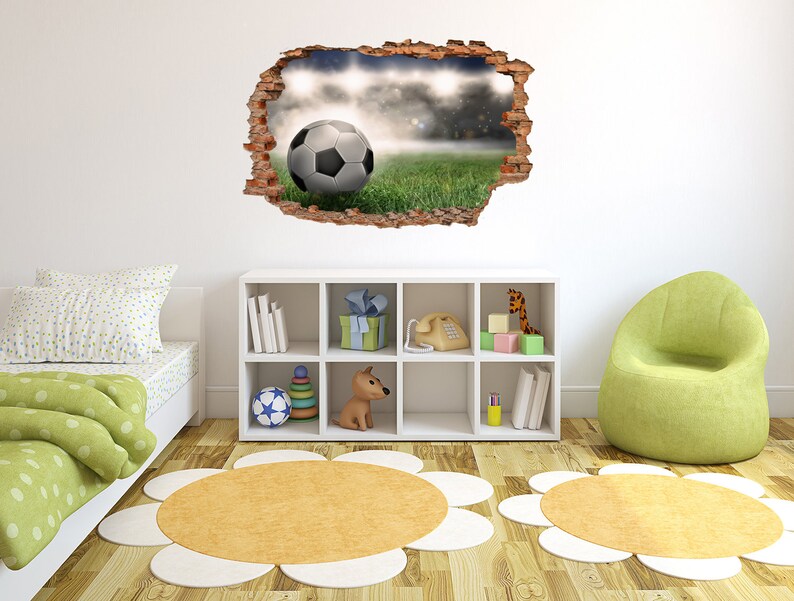 Soccer Ball Decal Football Player Art Stadium Sticker Sport Wall Décor ...