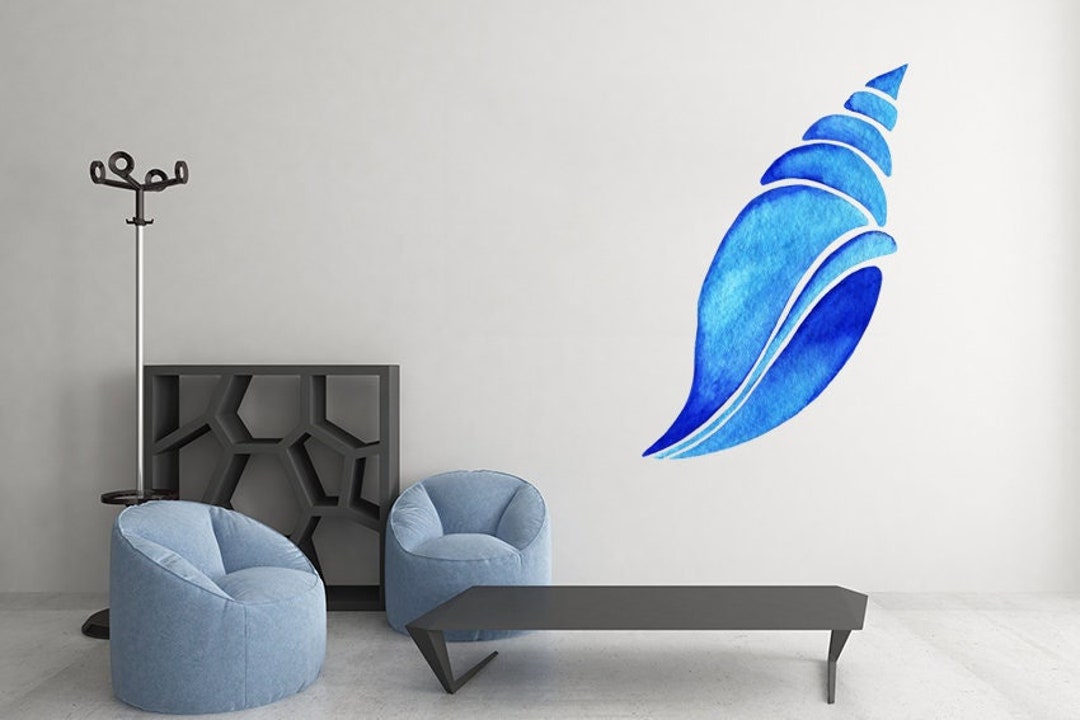 Shell Decal Beach Decal Watercolor Seashell Ocean Wall Art Nursery Wall ...