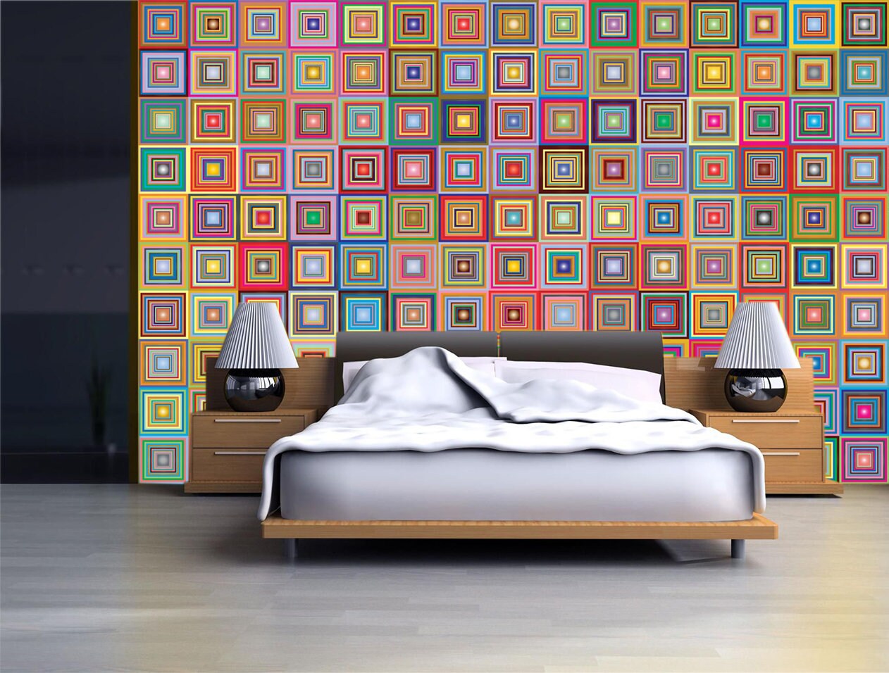 Square Wall Decal Geometric Wall Decal Shapes Wall Art Retro Mural ...