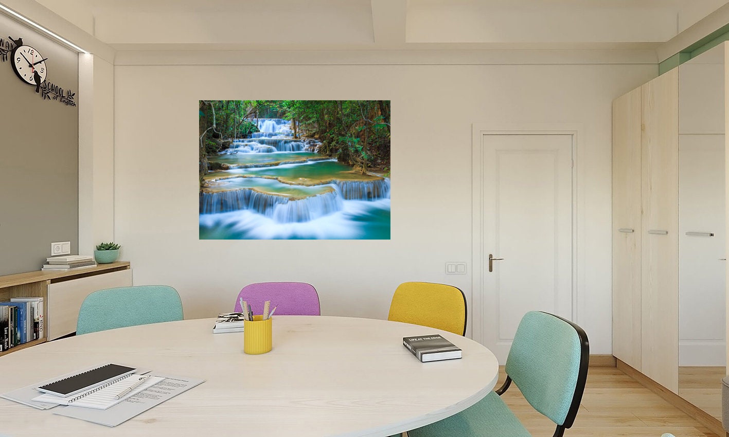 Waterfall Decal River Wall Décor Water Wall Sticker Rock Artwork Nature ...