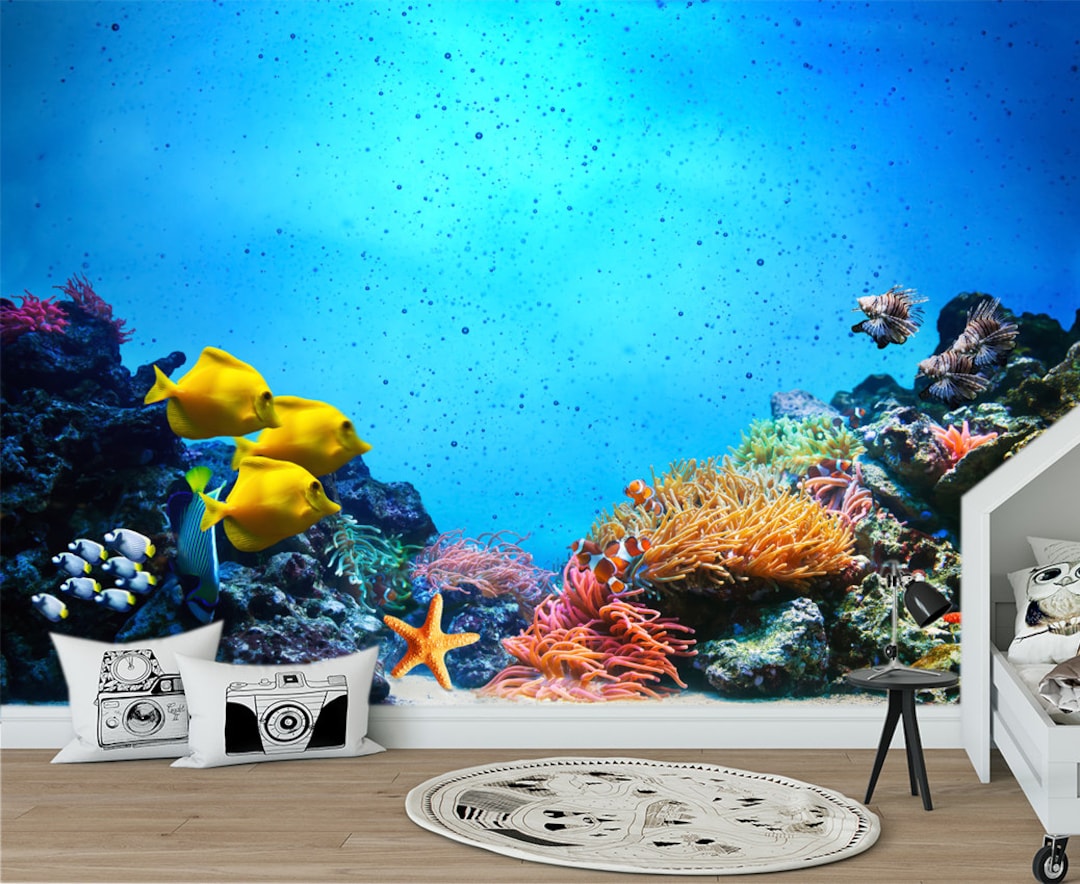 Underwater Life Wallpaper Fish Mural Sea Wall Art Ocean Print Scenery ...