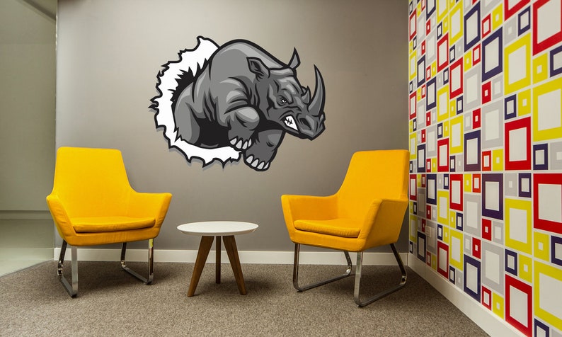Rhinoceros Decal Animal Decal Rhino Sticker Kids Wall Decal - Etsy