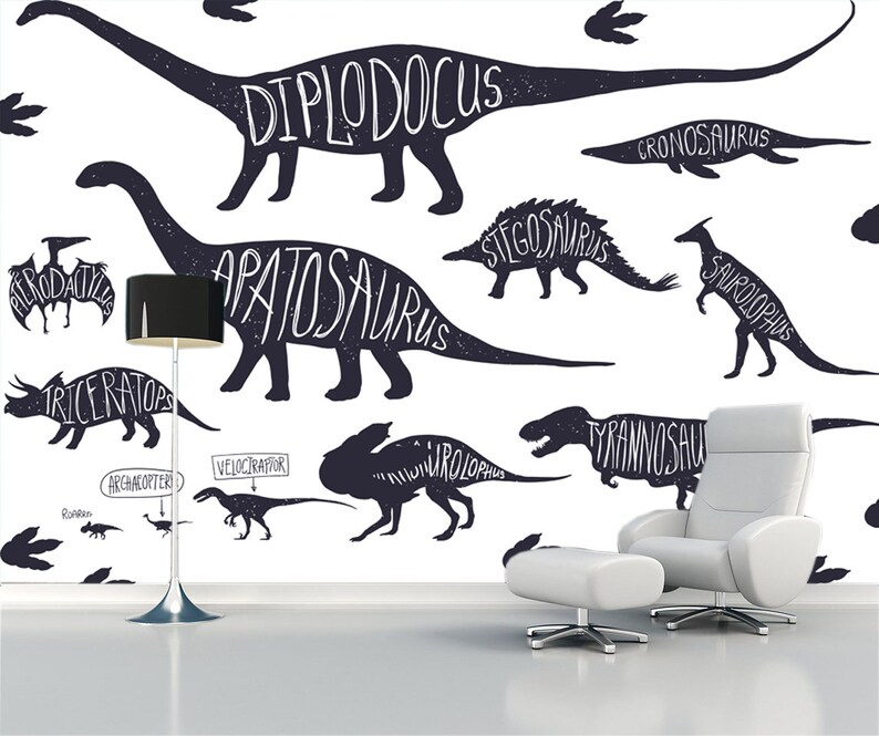 Peel and Stick Dino Wallpaper Triceratops Decal Nursery Mural Self ...