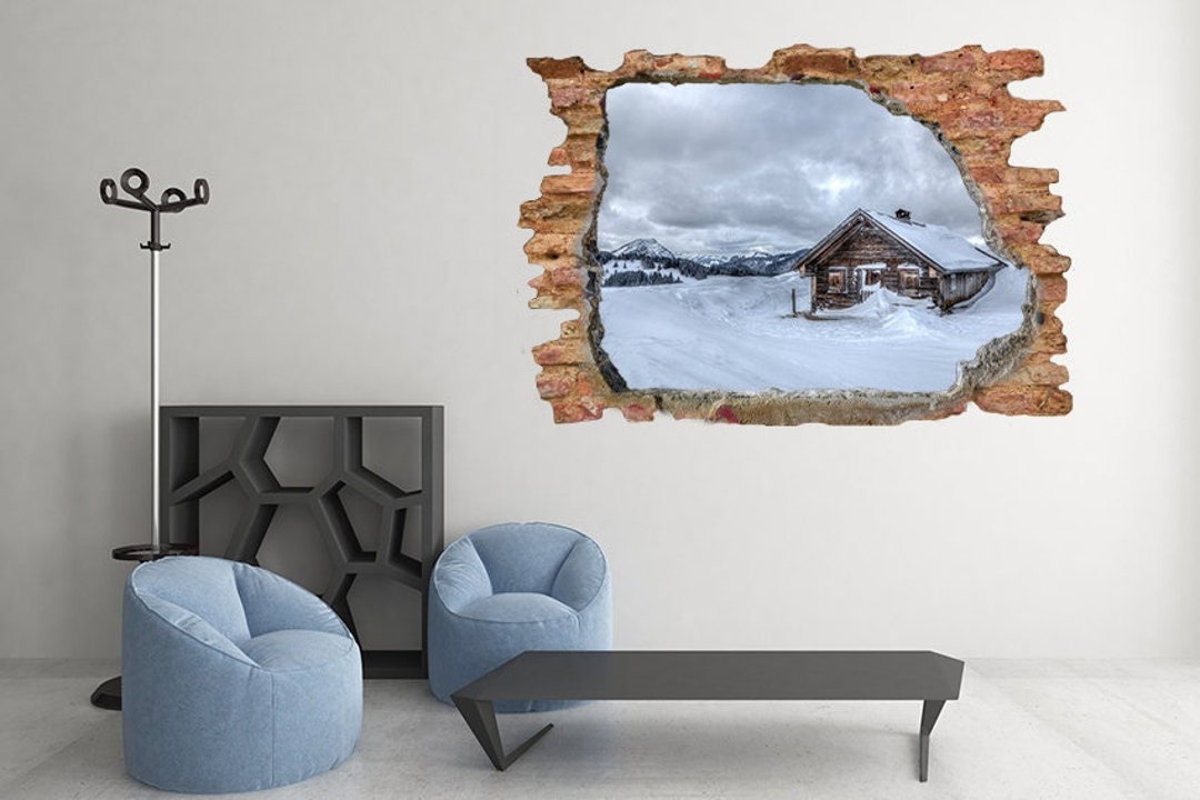 Winter Decal House Wall Art Snow Sticker Nature Art Decor Scene Vinyl ...