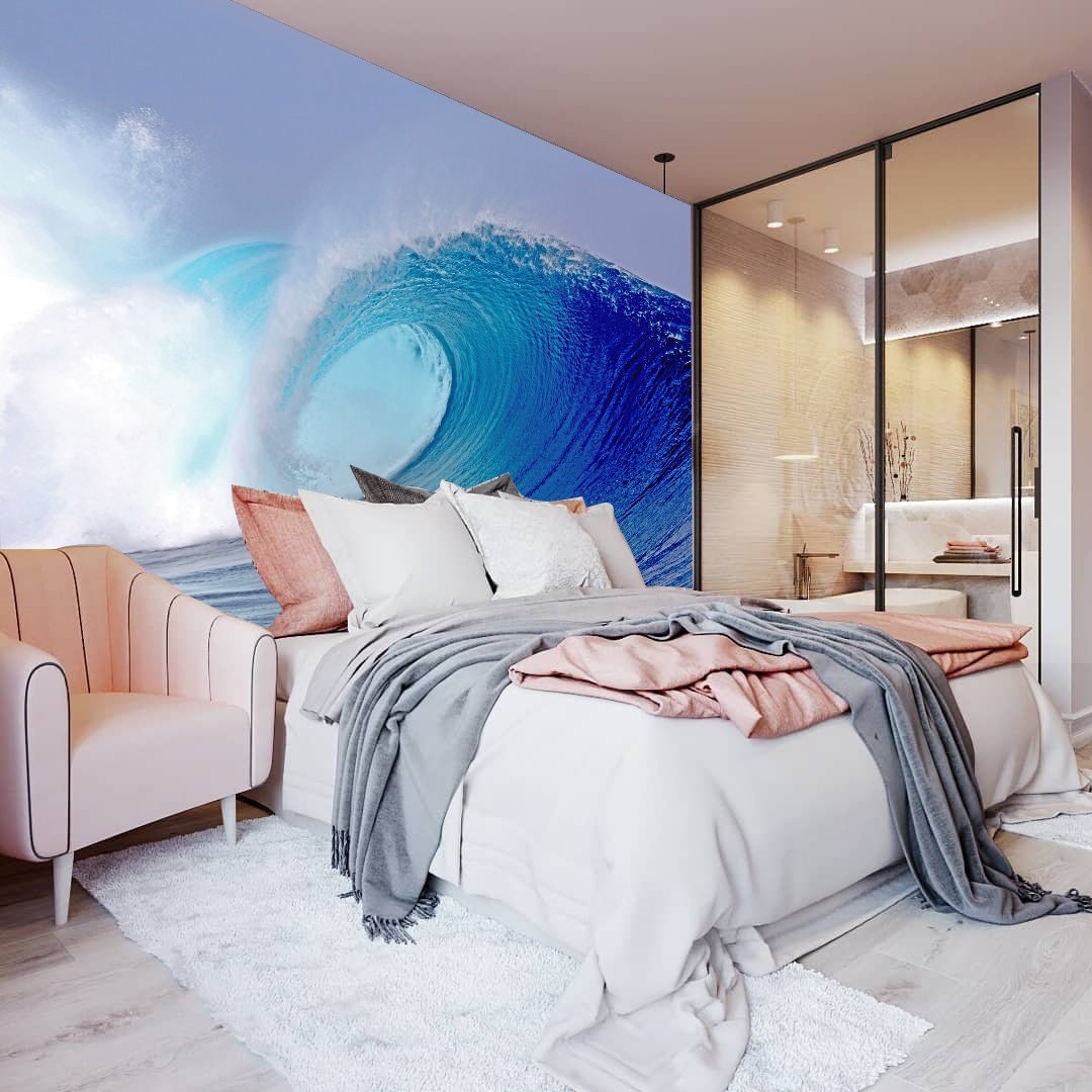 Wave Wallpaper Nautical Wall Print Marine Mural Seascape Wall Art Peel ...